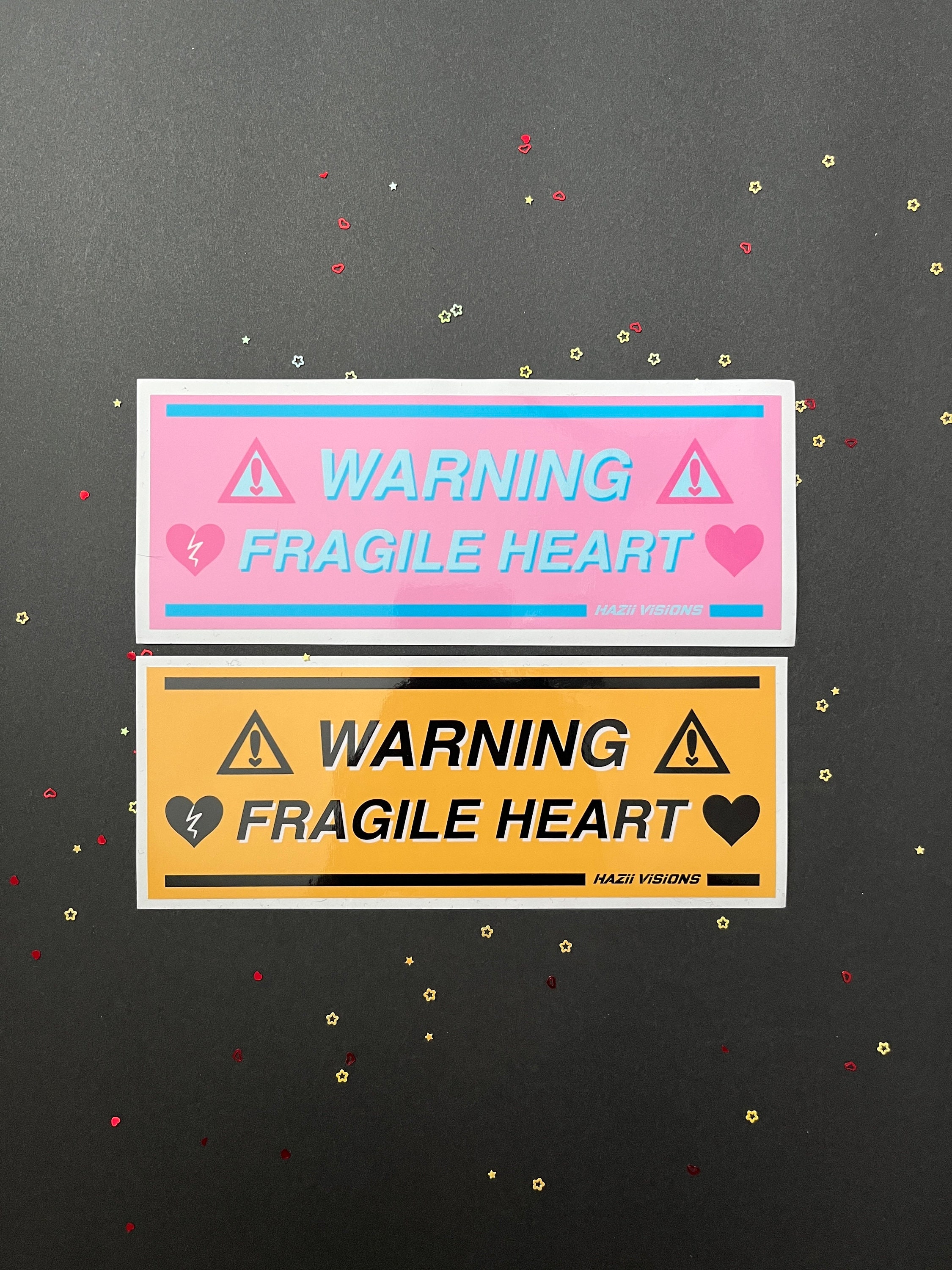 WARNING: FRAGILE HEART Slap Sticker - Etsy