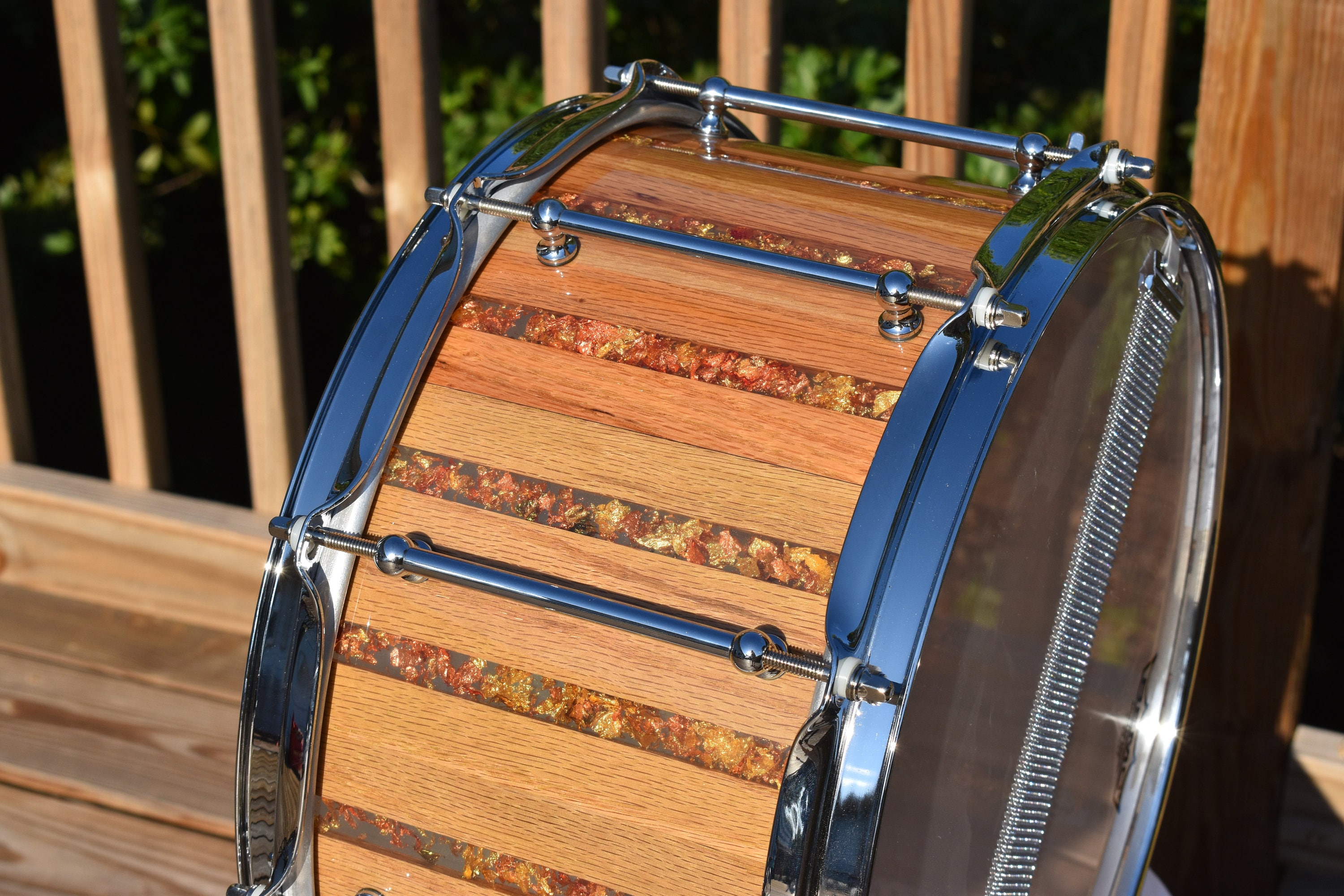 14x7 Oak Stave Snare Drum With Gold Leaf Acrylic by Grande Artisan ...