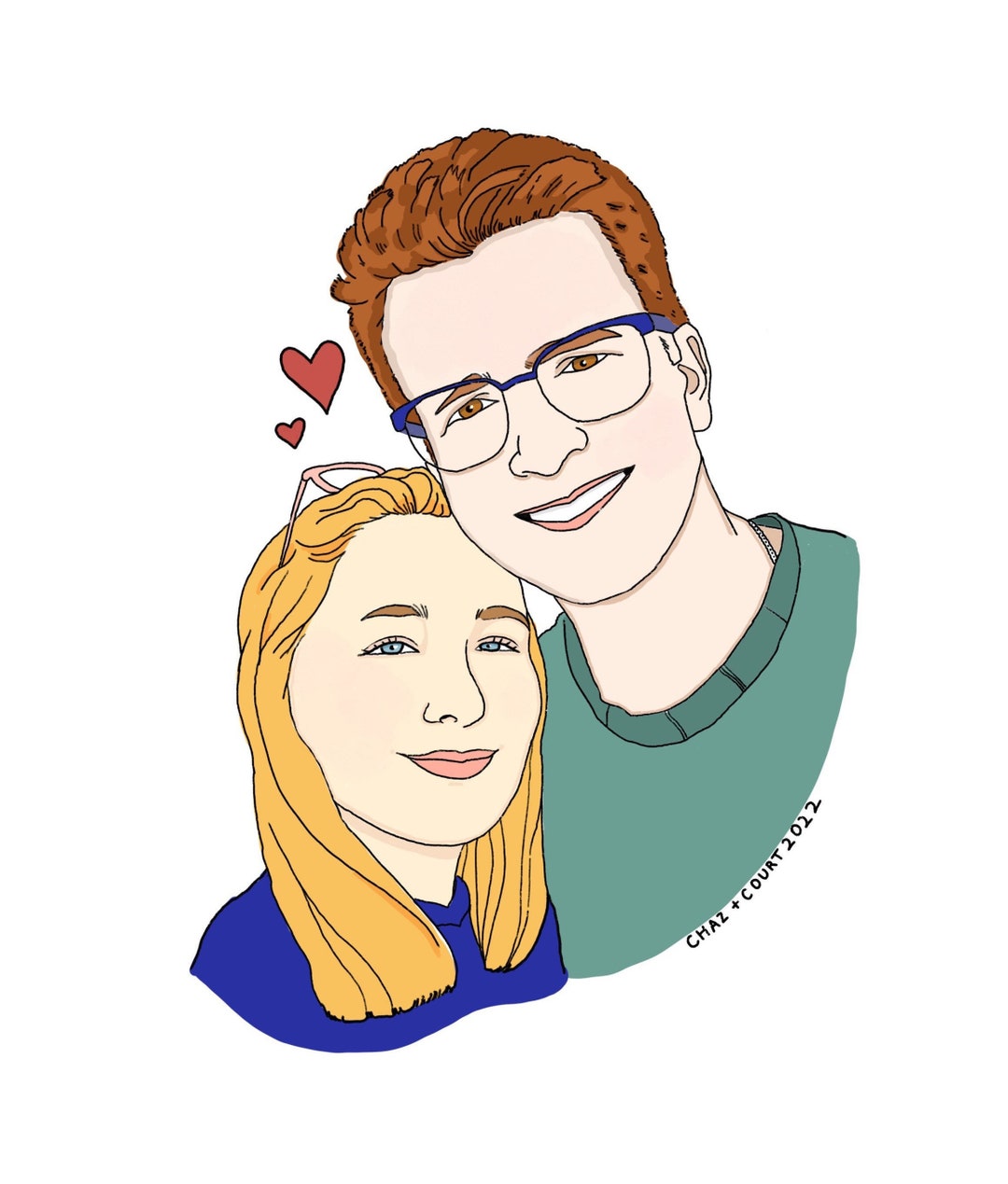 Custom Couples Portrait Digital Portrait Wedding Gift for Couple Cute ...