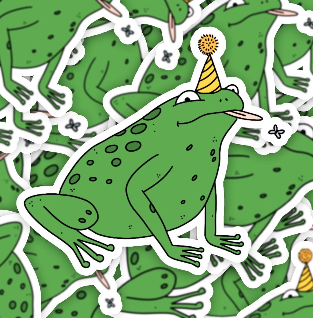 Party Frog Sticker | Funny Frog Sticker | Weird Frog Decal | Green Toad ...