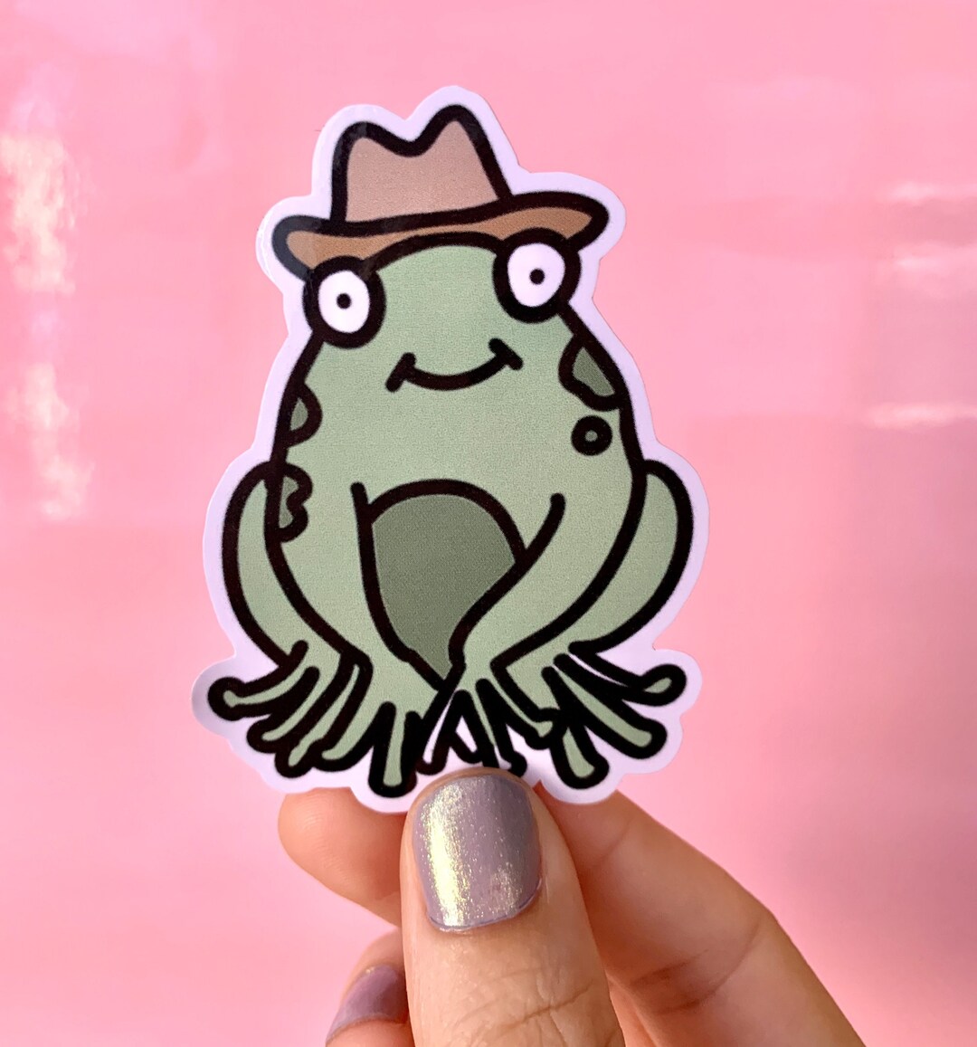 Cowboy Frog Sticker Funny Frog Sticker Smiling Frog Decal Green Toad ...