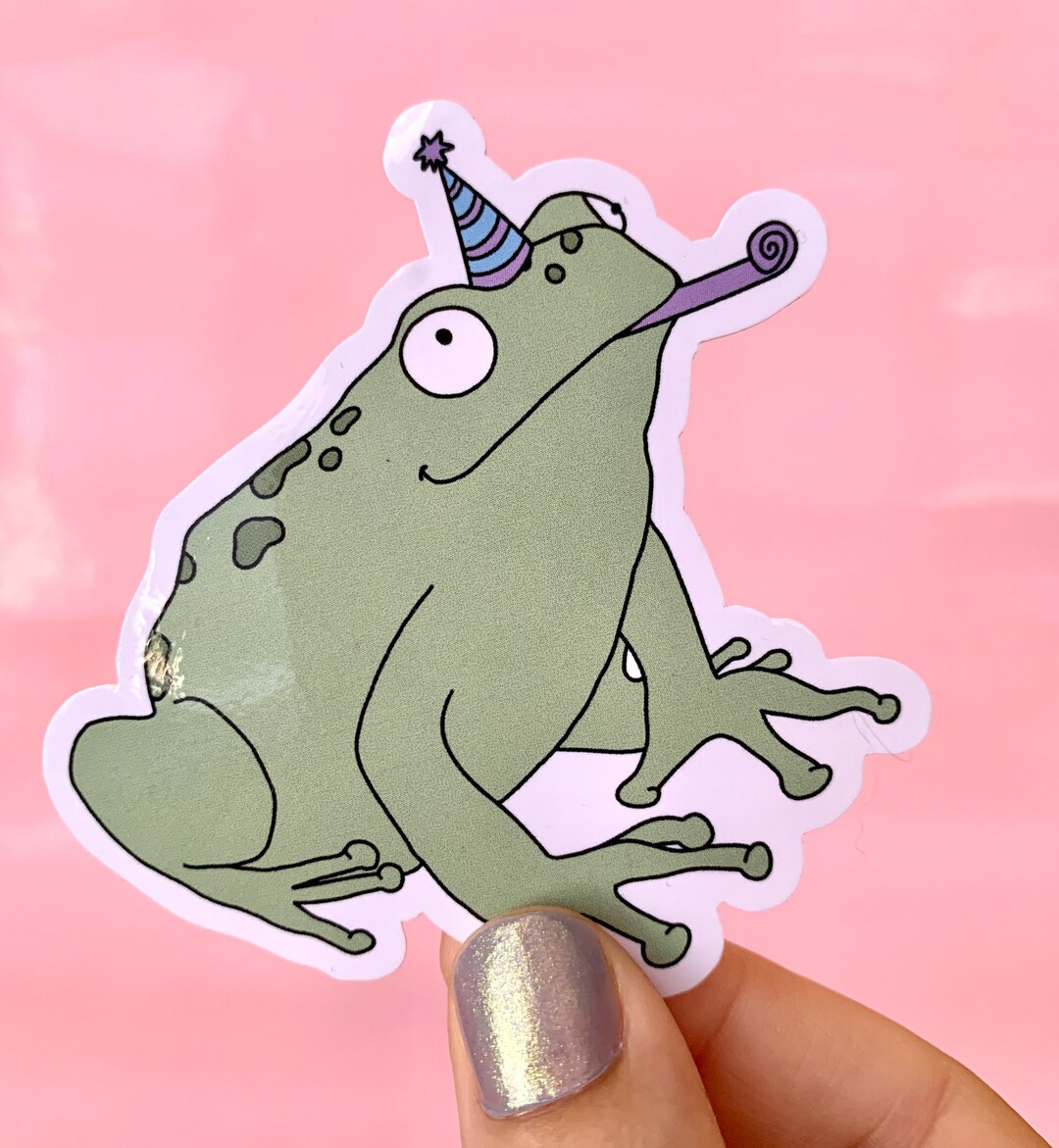 Party Frog Sticker | Funny Frog Sticker | Weird Frog Decal | Green Toad ...