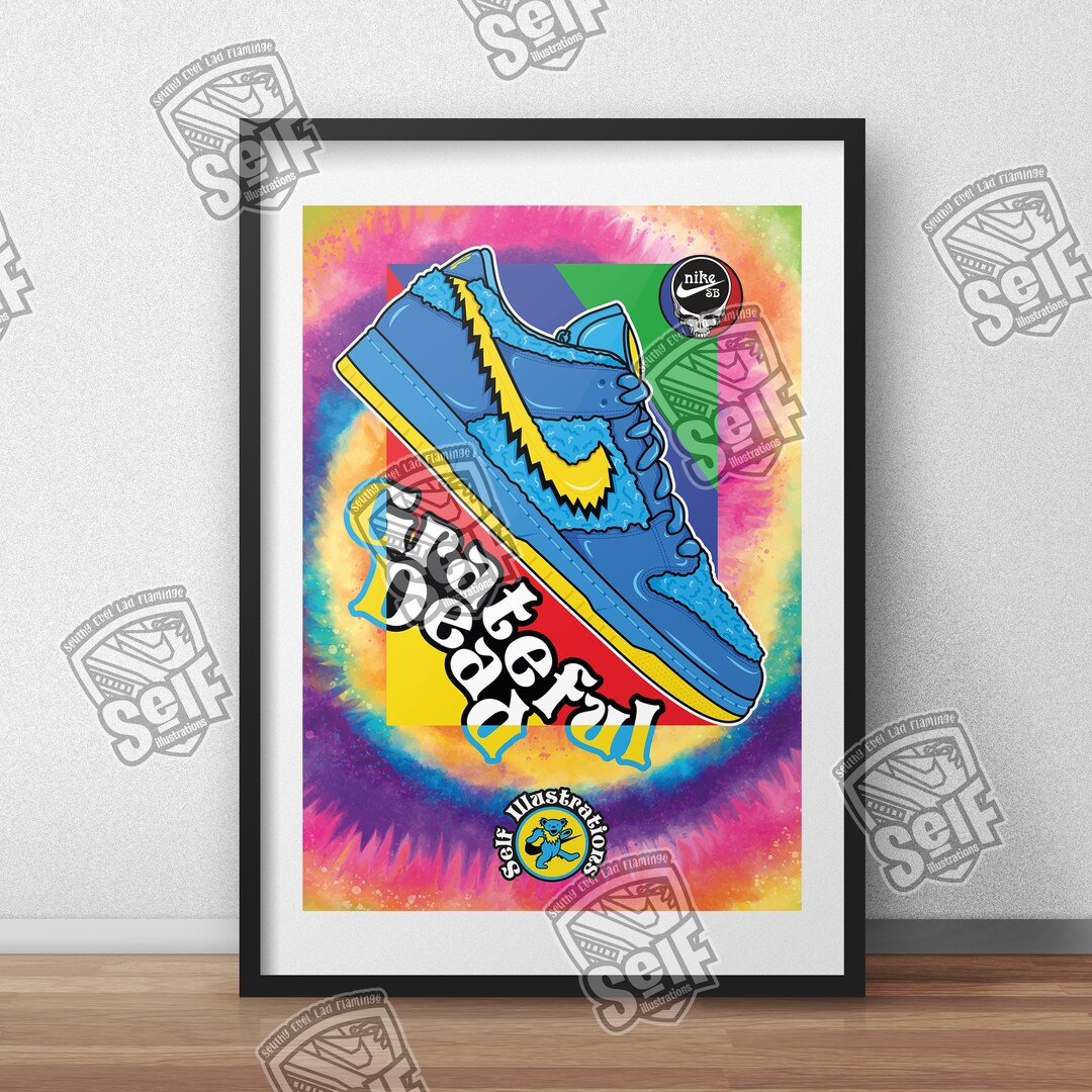 SB Dunk Low Grateful Dead Blue / Poster / Deco / Poster Print / Print ...