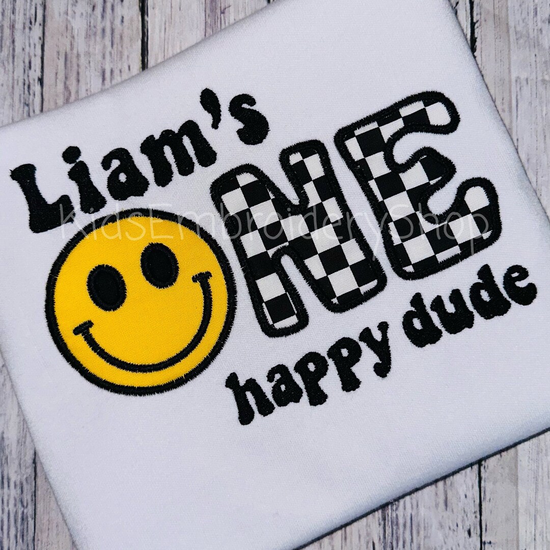 One Happy Dude Birthday Shirt, Boys Smiley Face First Birthday Tee, 1st ...