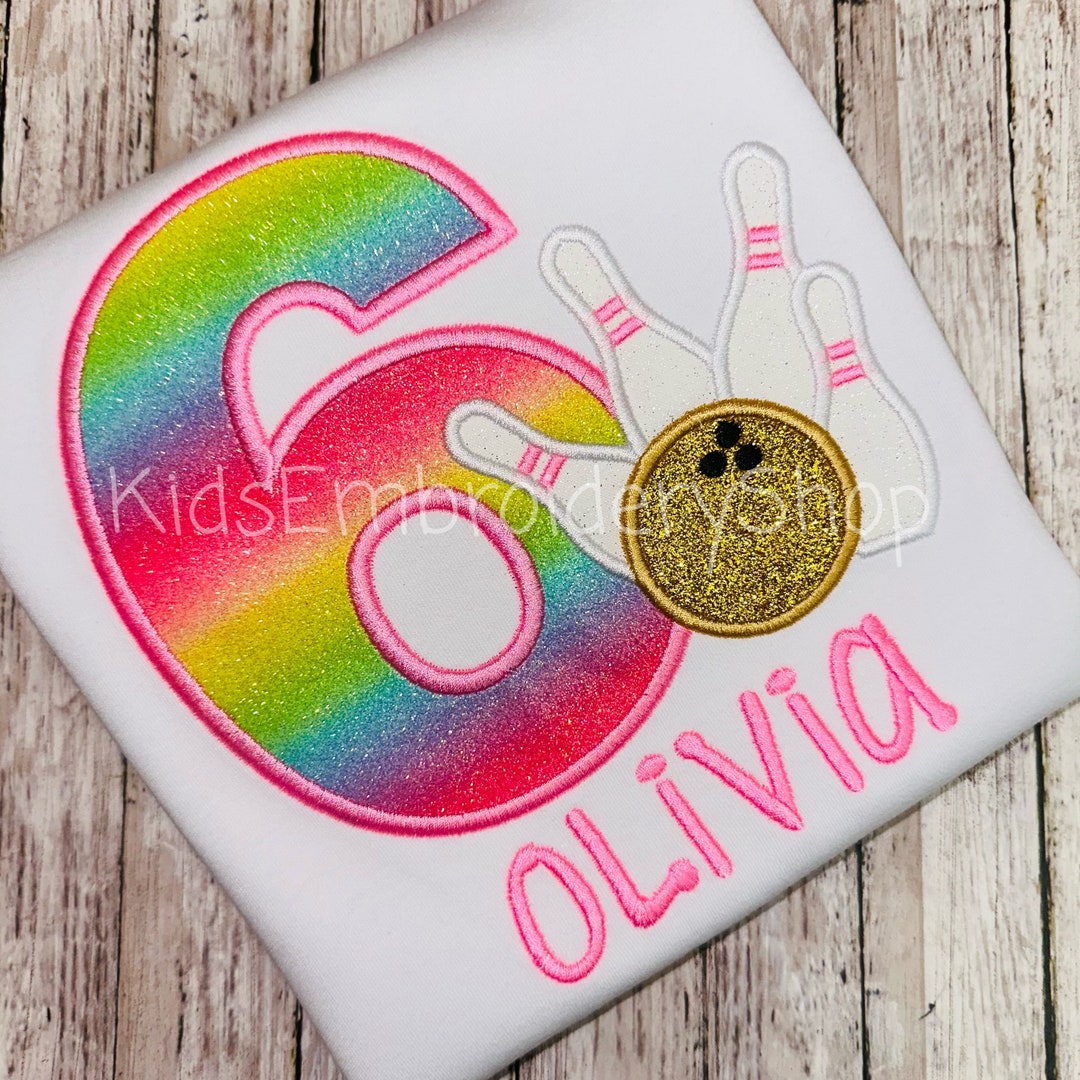 Custom Colors Available, Kids Rainbow Bowling Shirt, Girls Glitter ...
