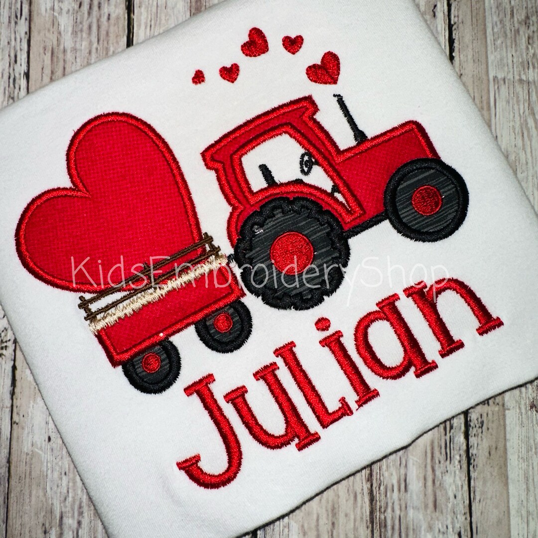 Boys Valentines Day Shirt, Tractor With Hearts Valentine T-shirt for Kids, Boys Valentine Outfit ...
