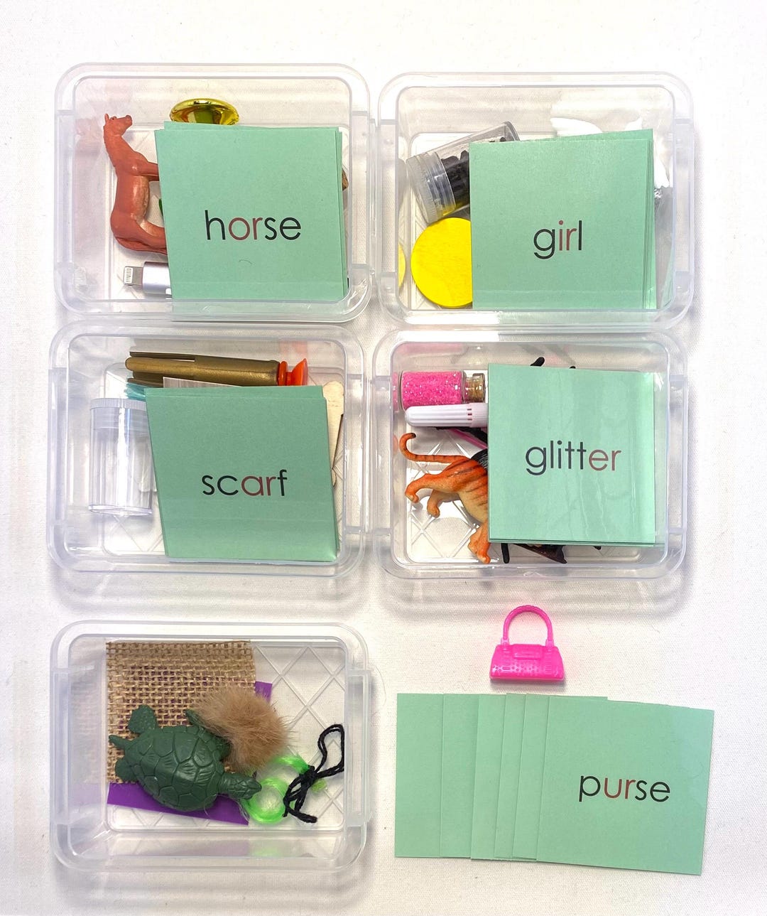 Montessori Green Series R-controlling-vowel Object and Card Set – Ar ...