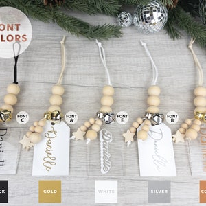 Personalized Christmas Stocking Tags | Acrylic Stocking Tag | Beaded ...