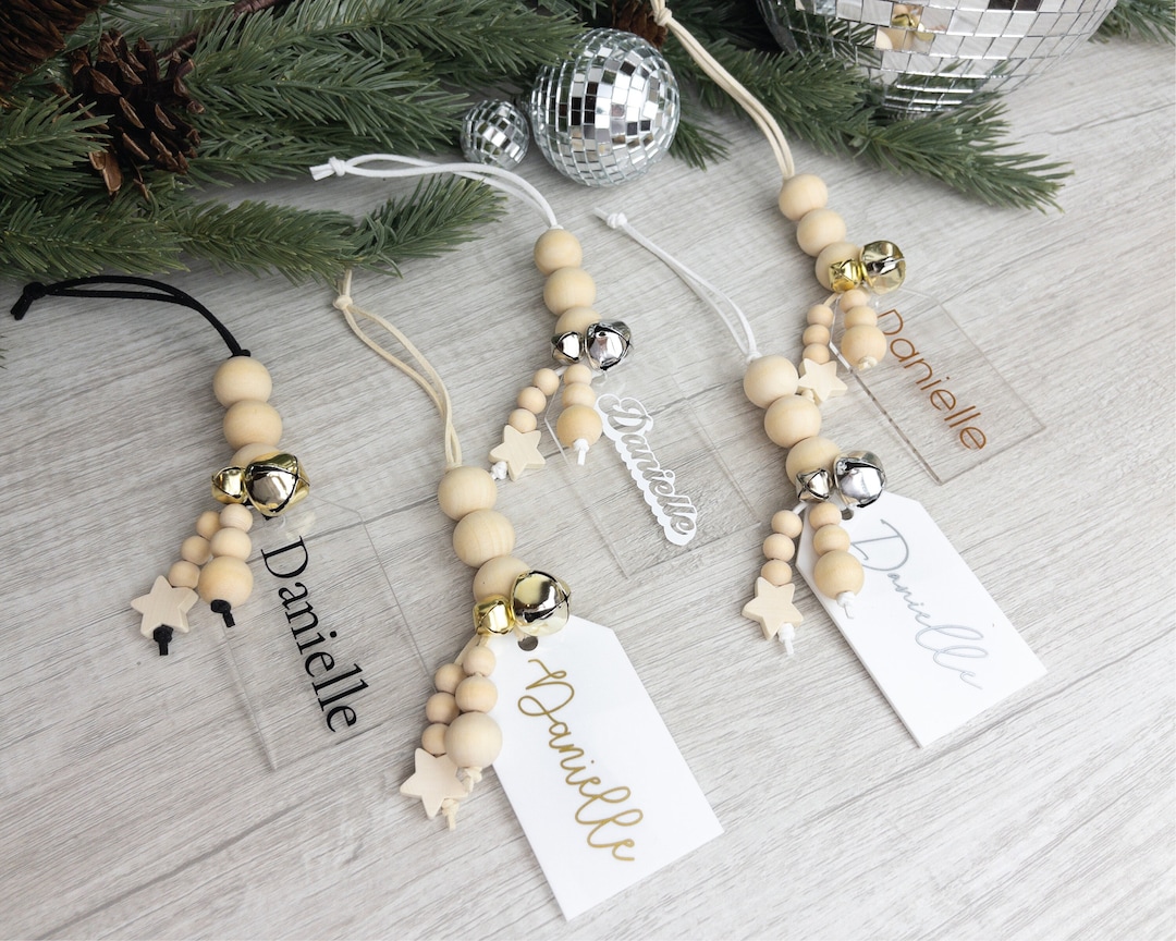 Personalized Christmas Stocking Tags | Acrylic Stocking Tag | Beaded ...