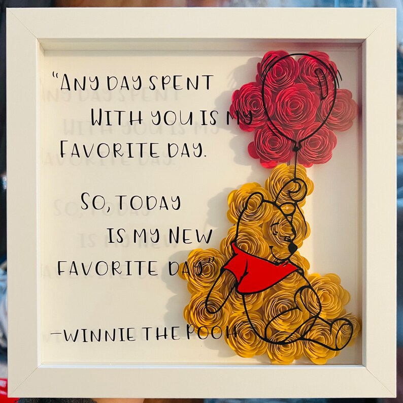 Winnie the Pooh Flower Shadow Box - Etsy
