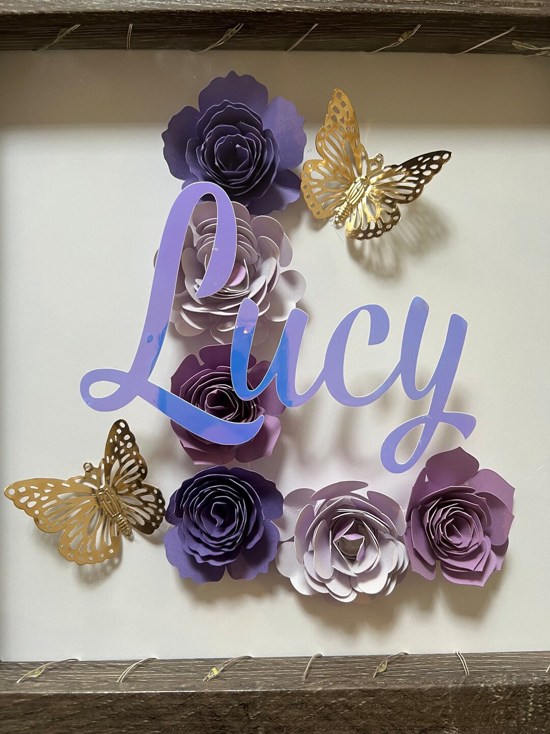 Personalized Name Paper Flower Shadowbox Frame Initial Shadowbox Frame ...
