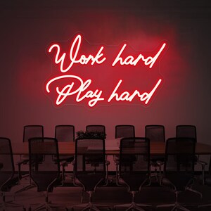 Work Hard Play Hard Neon Sign ,neon Sign Wall Deco, Handmade Neon Wall ...