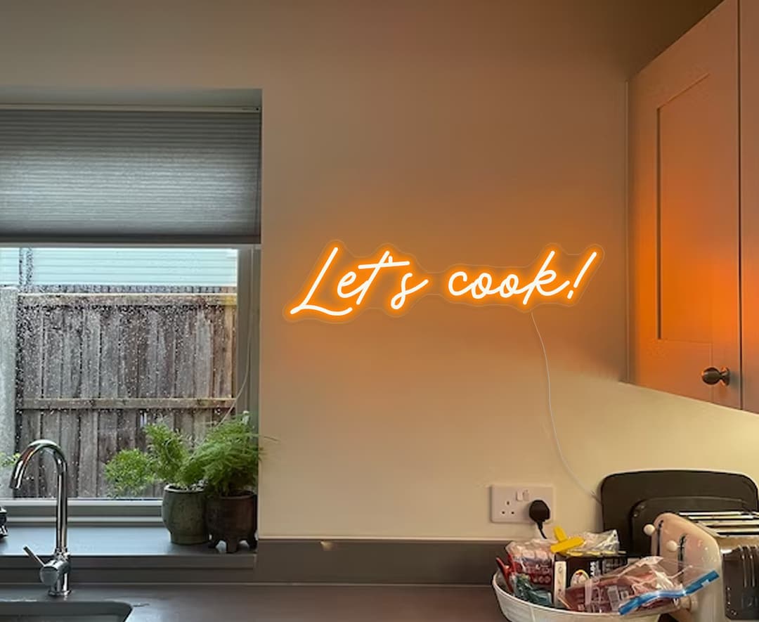 Lets Cook Neon Sign, Let's Cook Kitchen Decoration, Custom Neon Sign ...
