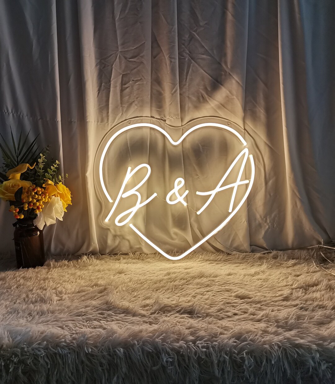 Custom Name Initials Neon Sign | Custom Last Name Neon Light | Wedding ...
