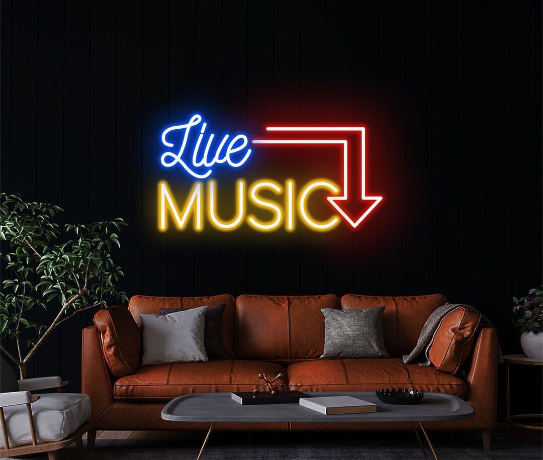 LIVE MUSIC Custom LED Neon Sign Personalized Neon Light up Sign Bar ...