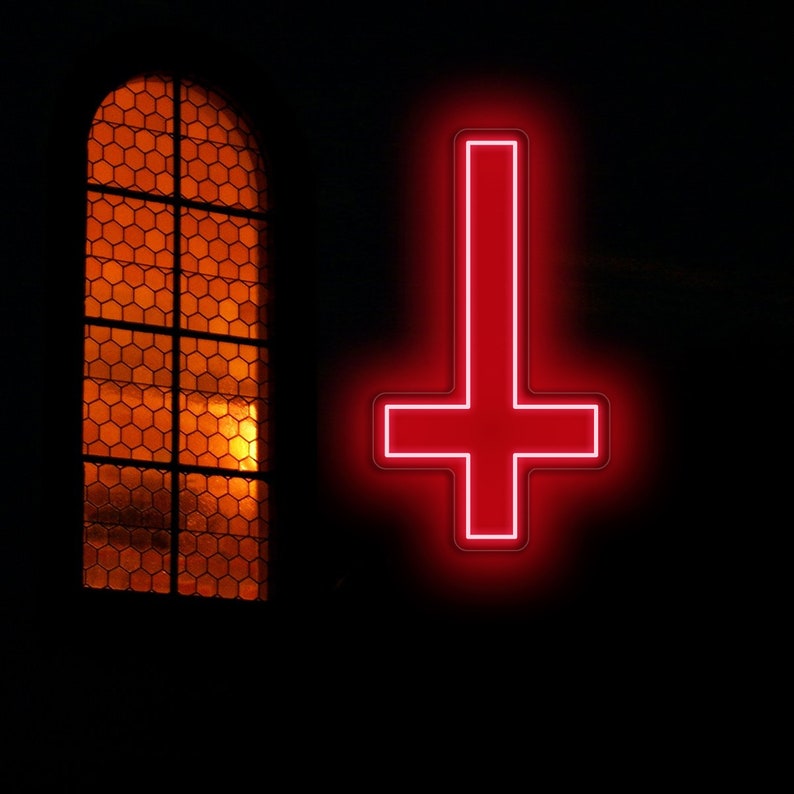 Inverted Cross LED Neon Sign Home Decor Devil Satan Light - Etsy