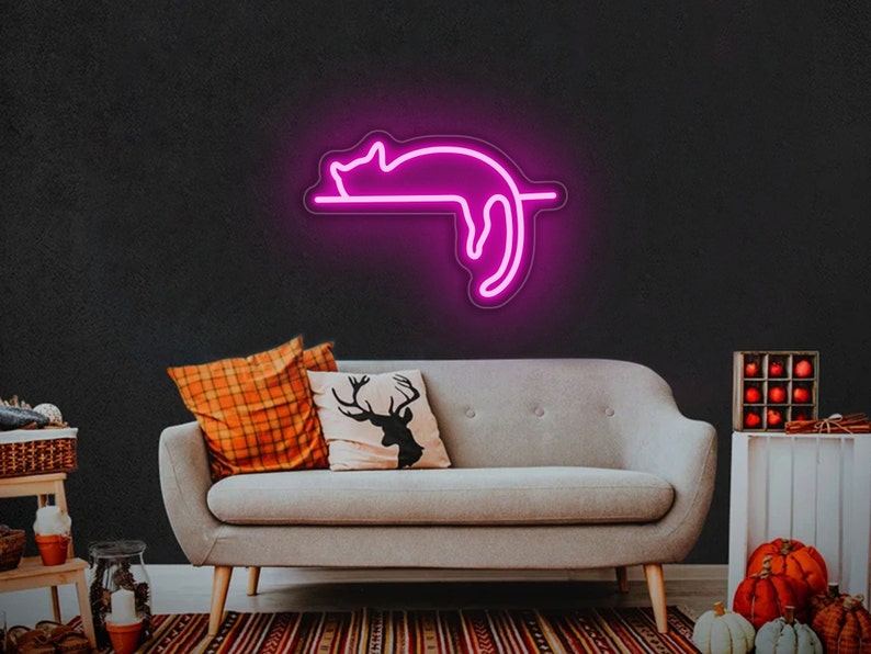 Cat is Lying on the Windowsill LED Neon Sign, Pet Neon Light, Animal ...