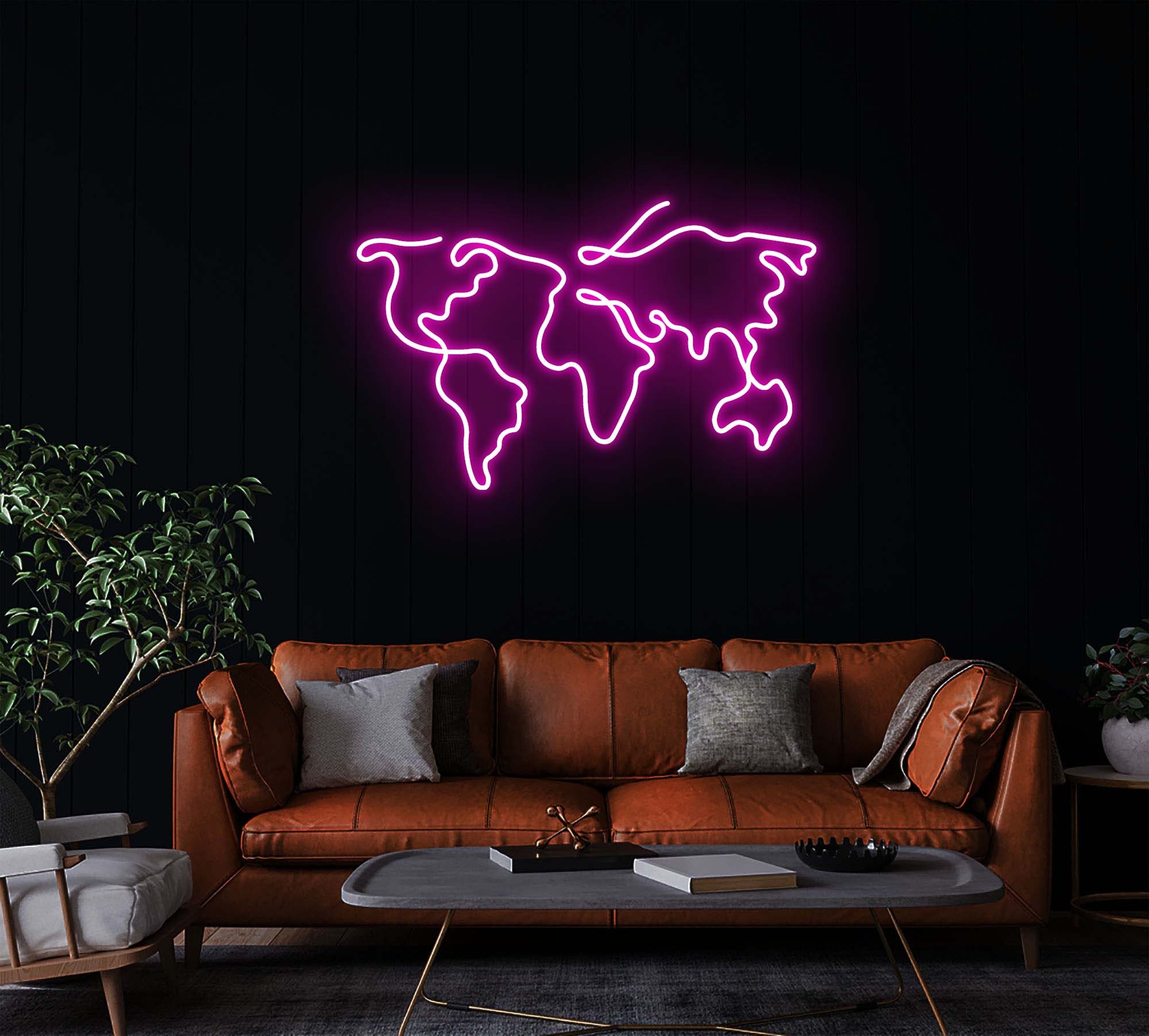 World Map Neon,earth Neon Sign,world Map Light Sign, Travel Map LED ...