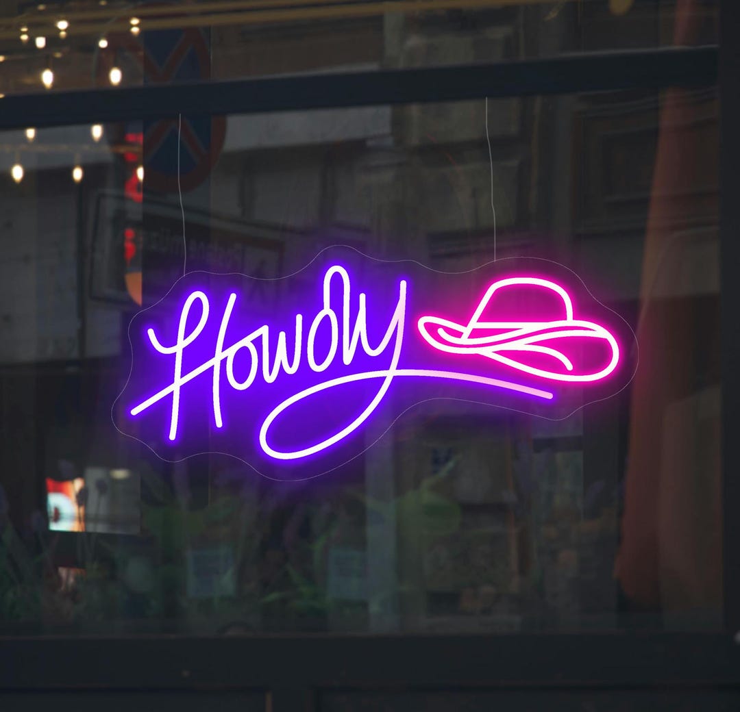 Howdy Neon Sign Western Cowboy Led Light Cowboy Hat With Name Sign ...