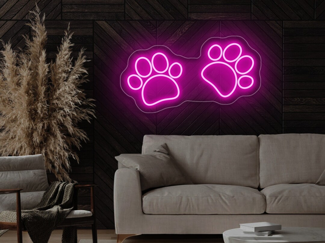 Paw LED Neon Sign, Home Decor, Dogs Paw Neon Light, Custom Cats Paw Led ...