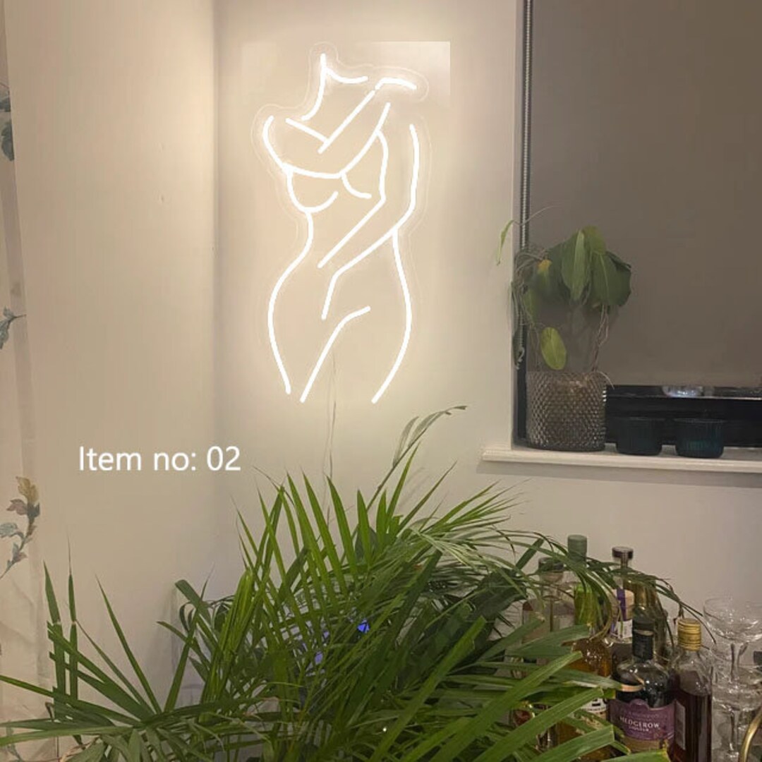 Female Body Curves Neon Sign, Sexy Woman Torso Neon Sign Wall Art ...