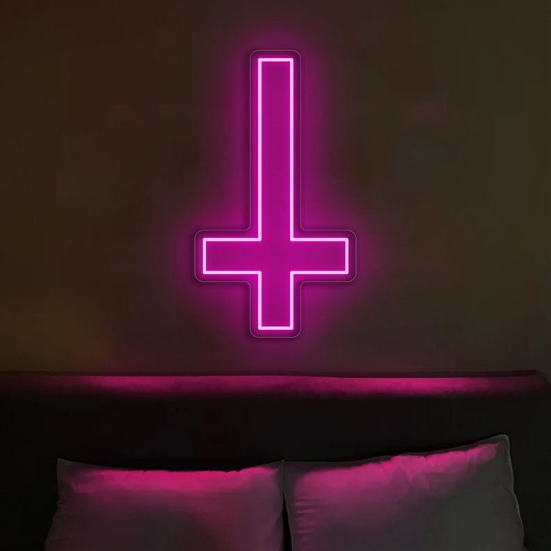 Inverted Cross LED Neon Sign Home Decor Devil Satan Light - Etsy