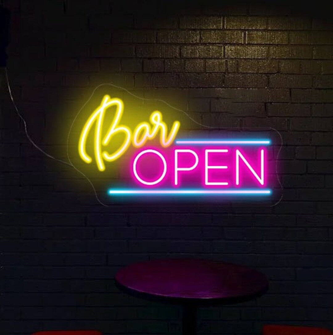 Bar Open Neon Sign, Open Neon Light for Bar, Shop Wall Art Sign, Custom ...