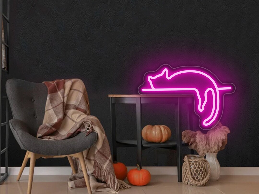 Cat is Lying on the Windowsill LED Neon Sign, Pet Neon Light, Animal ...