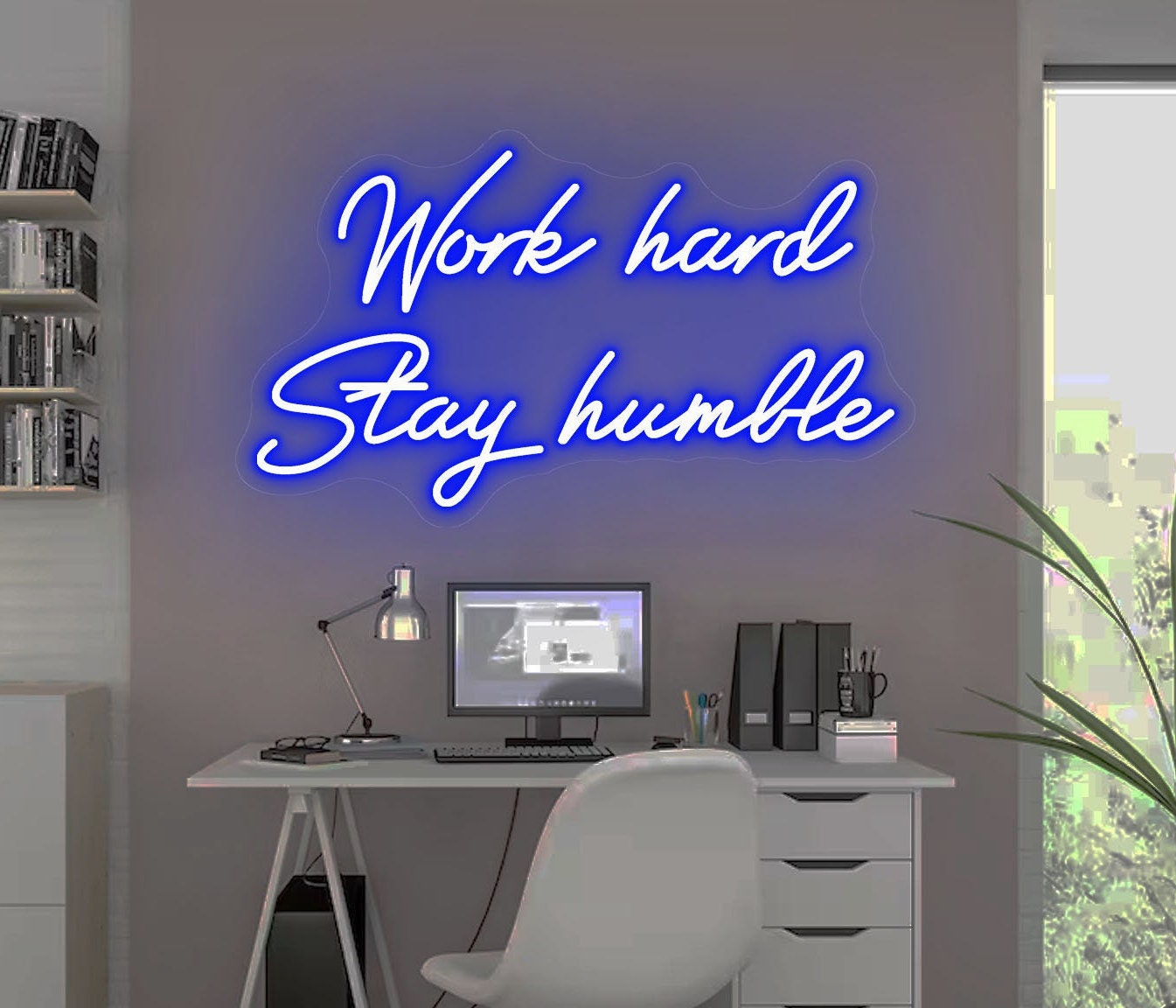 Work Hard Stay Humble Neon Sign,home Office Neon Decoration, Neon Sign ...
