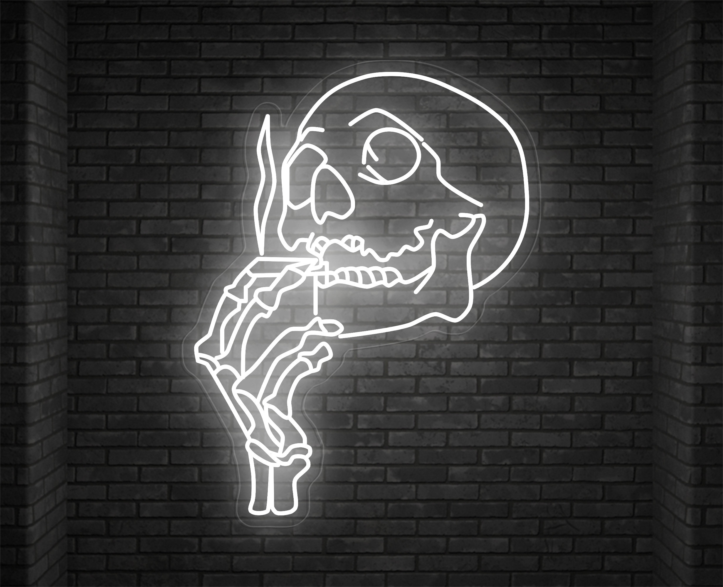 Smoking Skull Head LED Neon Sign Custom Handmade Skeleton Art - Etsy