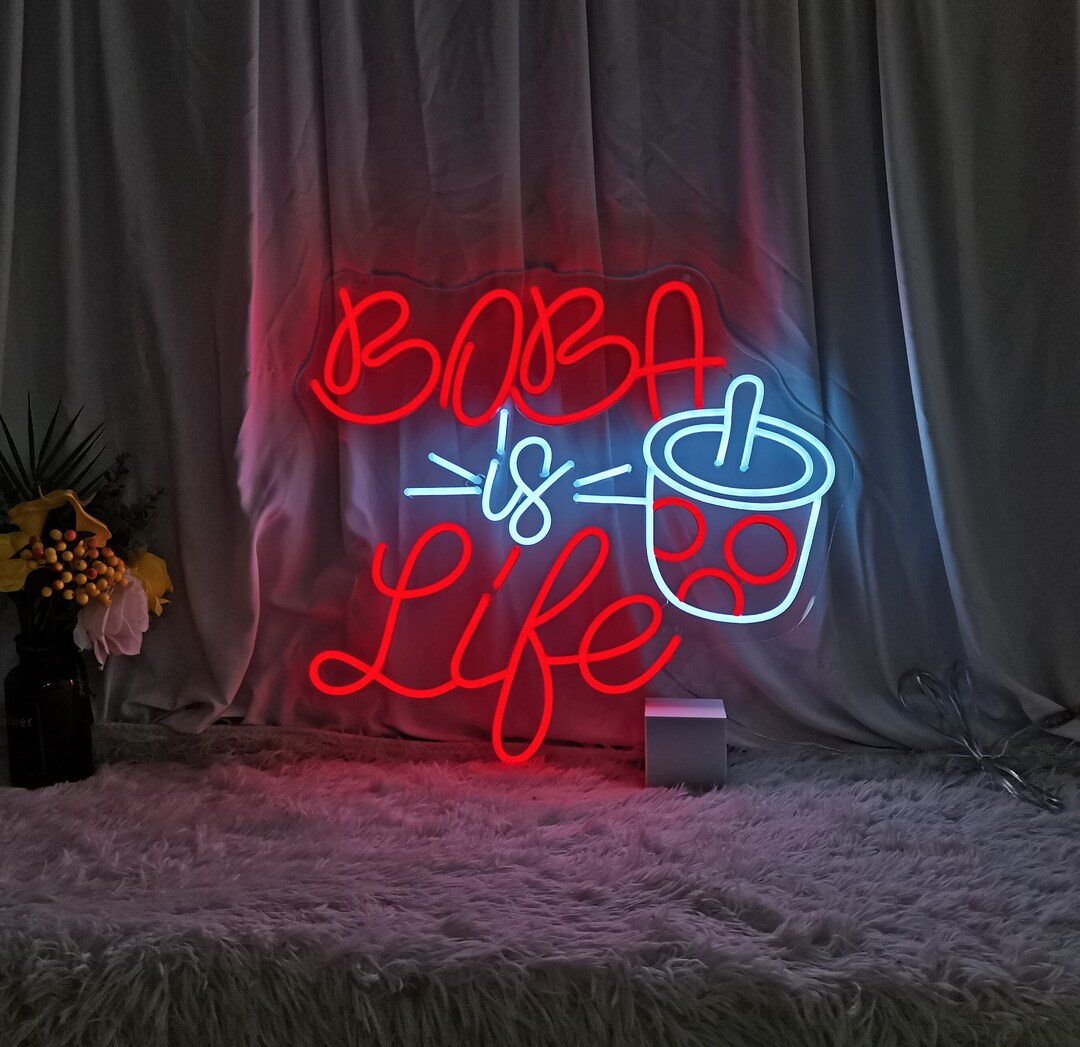 Neon Sign Boba Tea, Neon Sign Bubble Tea, Neon Signs, Neon Light, Neon ...