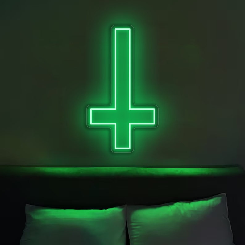 Inverted Cross LED Neon Sign Home Decor Devil Satan Light - Etsy