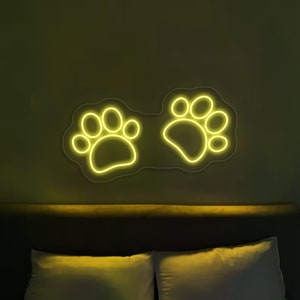 Paw LED Neon Sign, Home Decor, Dogs Paw Neon Light, Custom Cats Paw Led ...
