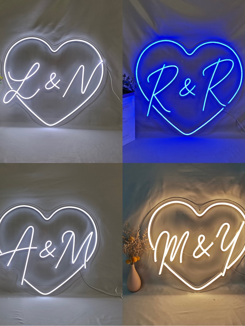Custom Heart With Name Initials Led Heart Neon Sign Heart Neon - Etsy