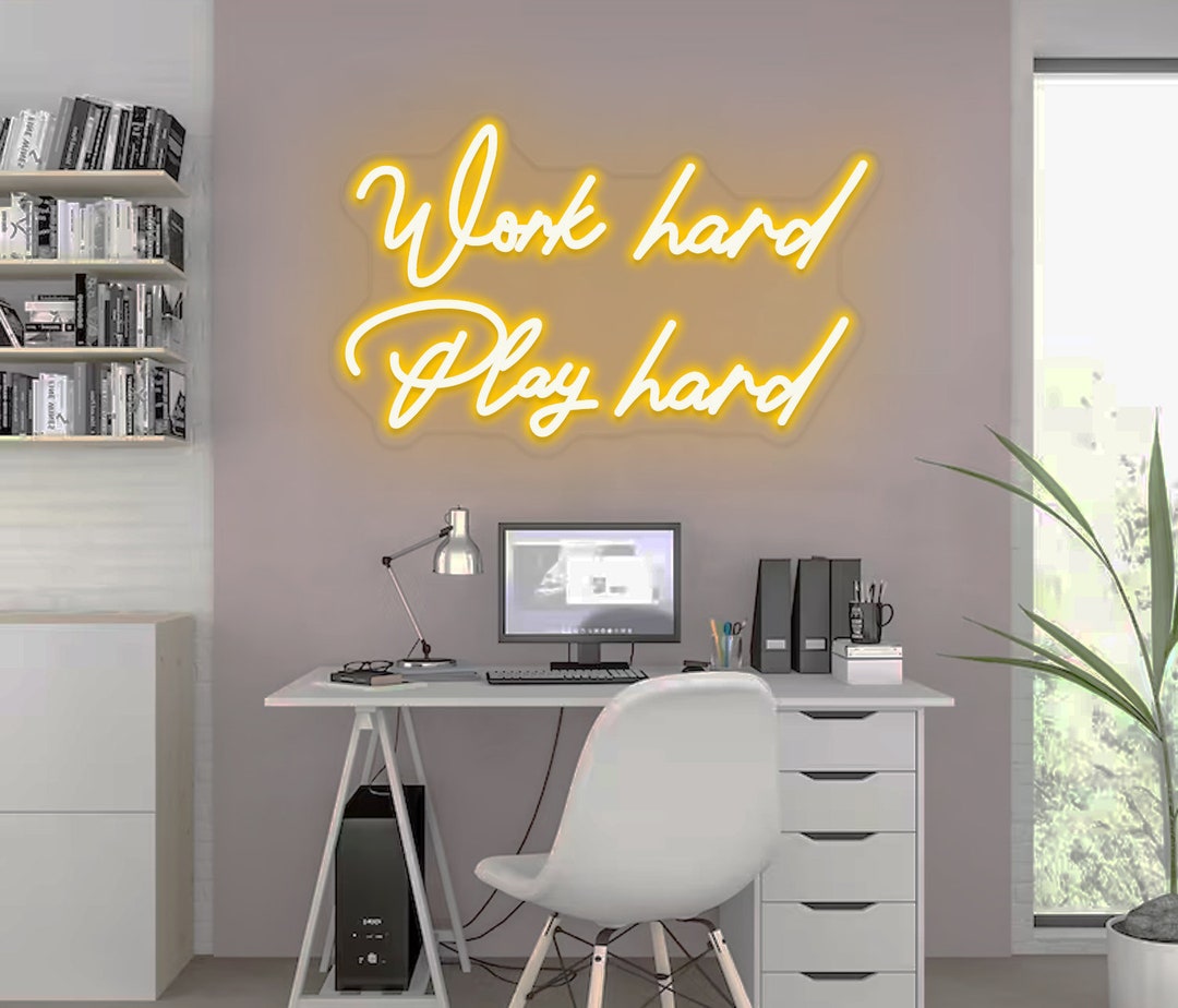 Work Hard Play Hard Neon Sign ,neon Sign Wall Deco, Handmade Neon Wall ...
