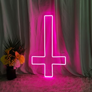 Inverted Cross LED Neon Sign, Home Decor, Devil Satan, Light Room ...