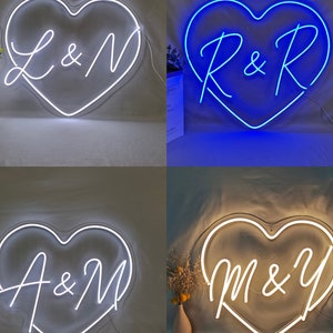 Custom Name Initials Neon Sign Custom Last Name Neon Light Wedding ...