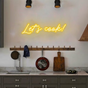 Lets Cook Neon Sign, Let's Cook Kitchen Decoration, Custom Neon Sign ...