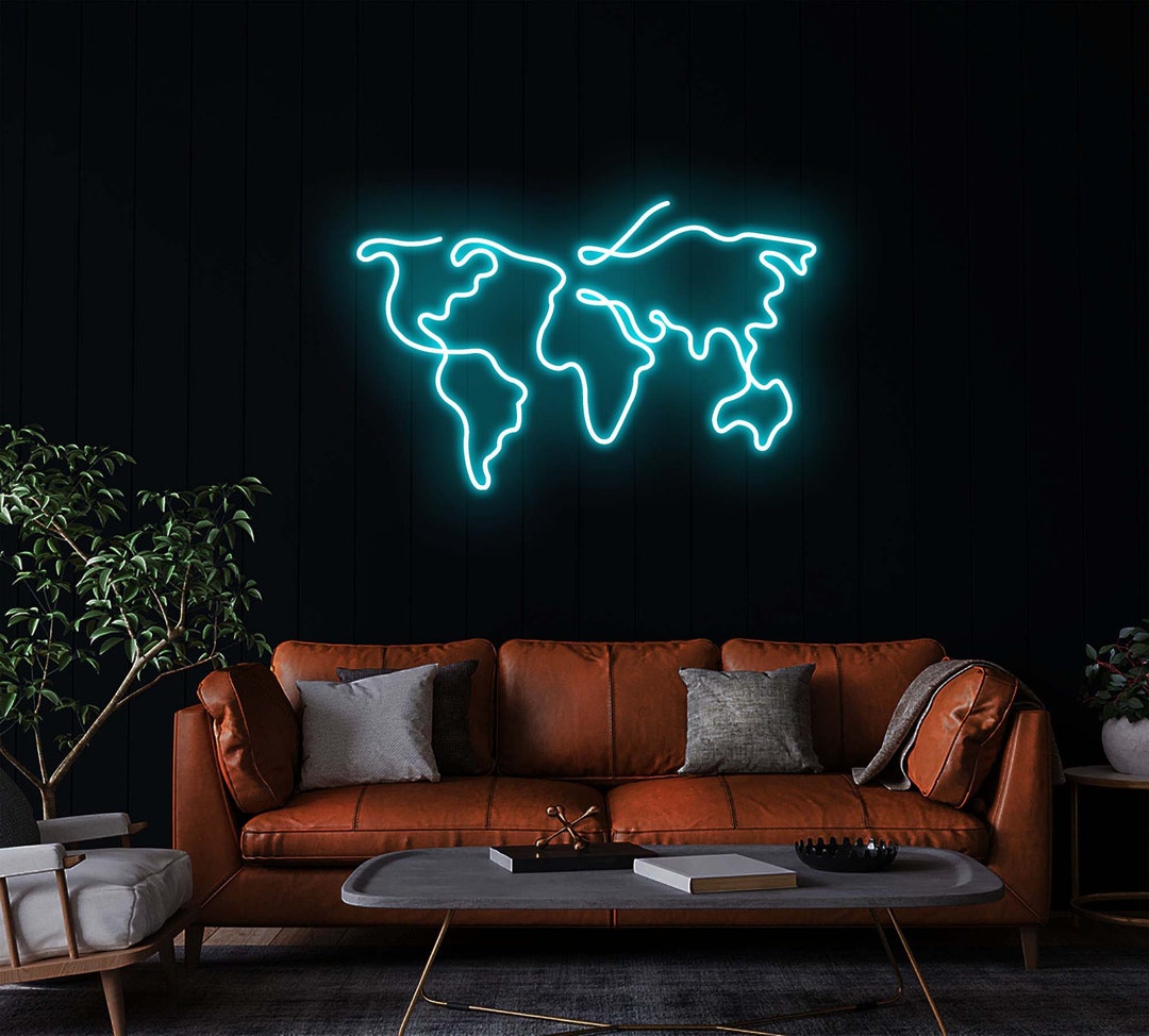 World Map Neon,earth Neon Sign,world Map Light Sign, Travel Map LED ...