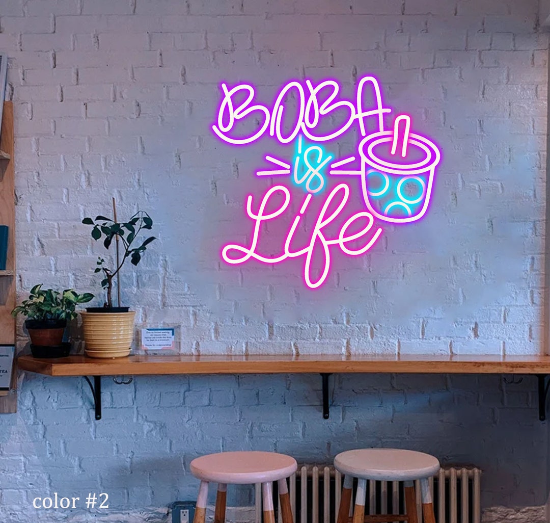 Neon Sign Boba Tea, Neon Sign Bubble Tea, Neon Signs, Neon Light, Neon ...