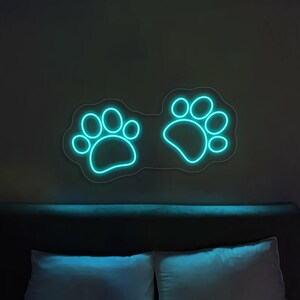 Paw LED Neon Sign, Home Decor, Dogs Paw Neon Light, Custom Cats Paw Led ...