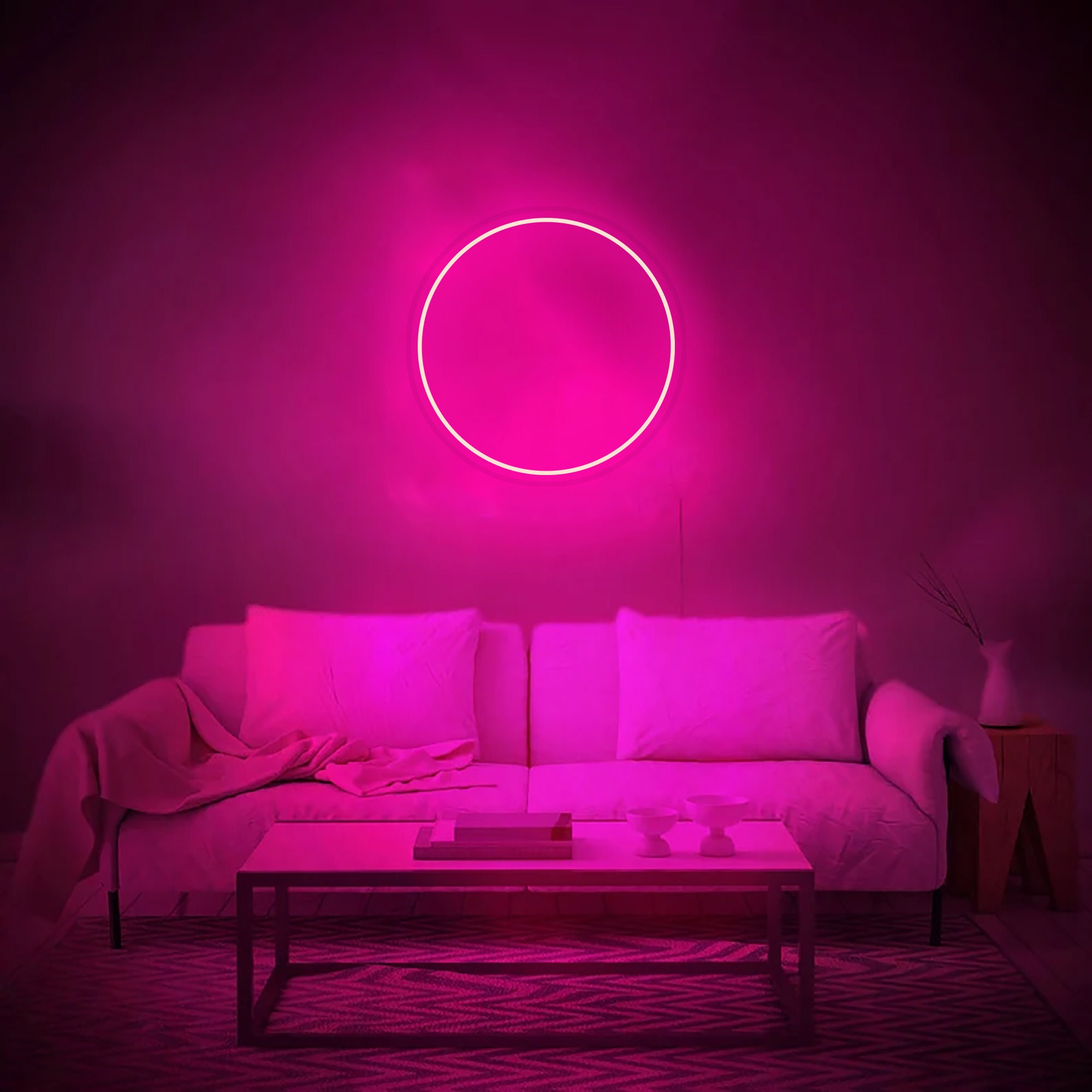 Circle Led Neon Sign Circle Neon Light Circle Round Home Decor - Etsy