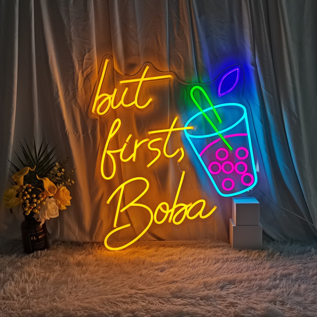 Neon Sign Boba Tea, Neon Sign Bubble Tea, Neon Signs, Neon Light, Neon ...