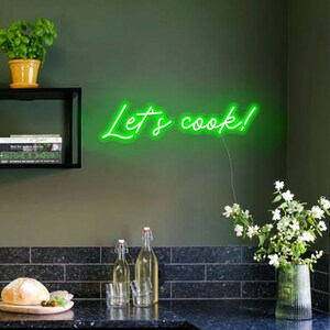Lets Cook Neon Sign, Let's Cook Kitchen Decoration, Custom Neon Sign ...