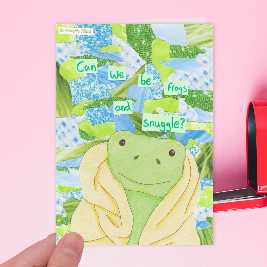 Blank or Personalised Card Can We Be Frogs and Snuggle - Etsy