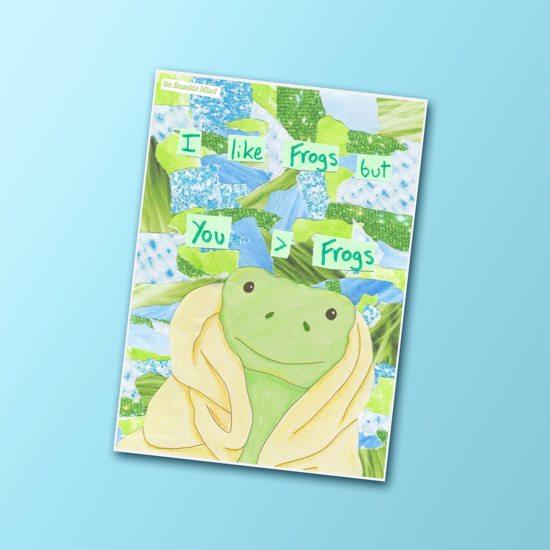 Glossy Sticker, Collage Art | I Like Frogs but You > Frogs, BAB Frog - Etsy