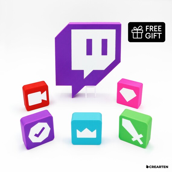 Twitch 3D Logo Streamer Gift Desk Sign Glitch Sign Twitch - Etsy