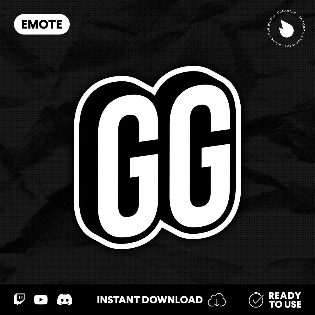 GG Emote Twitch Emote, Youtube Emote, Kick Emote, Discord Emote, 3D GG ...