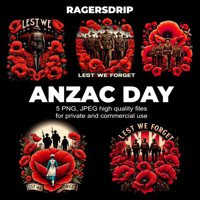 Anzac Day Veterans Remembrance Day Scene Poppy Flowers Clipart Lest We ...