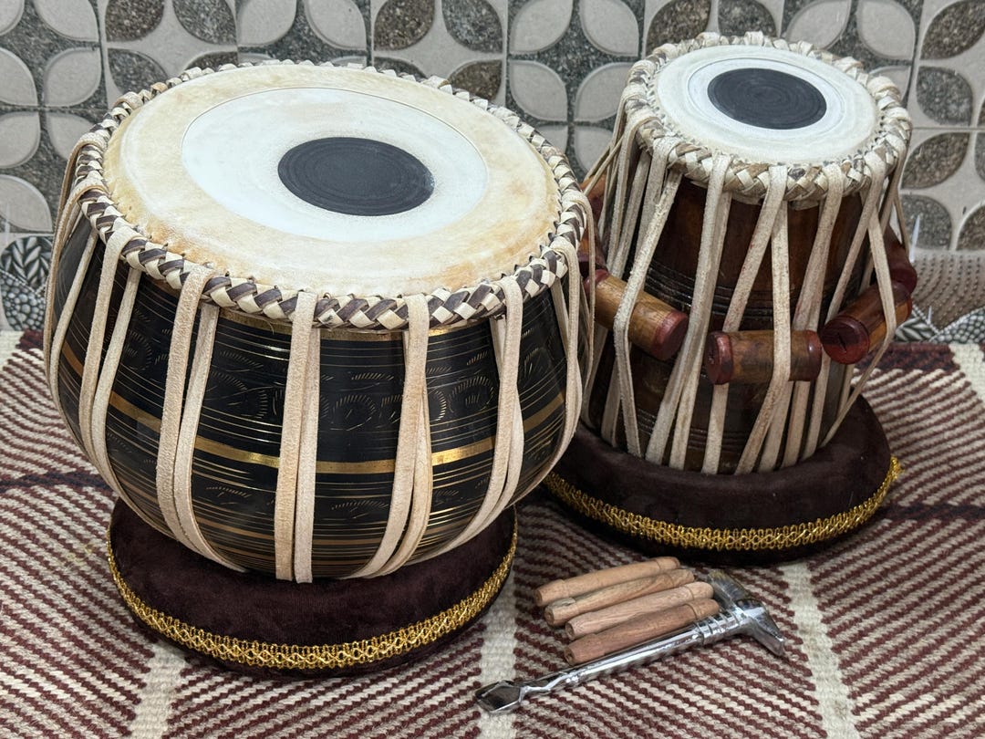 Handmade Black Tabla Drum Set: Brass Bayan, Sheesham Dayan, Gig Bag - Etsy